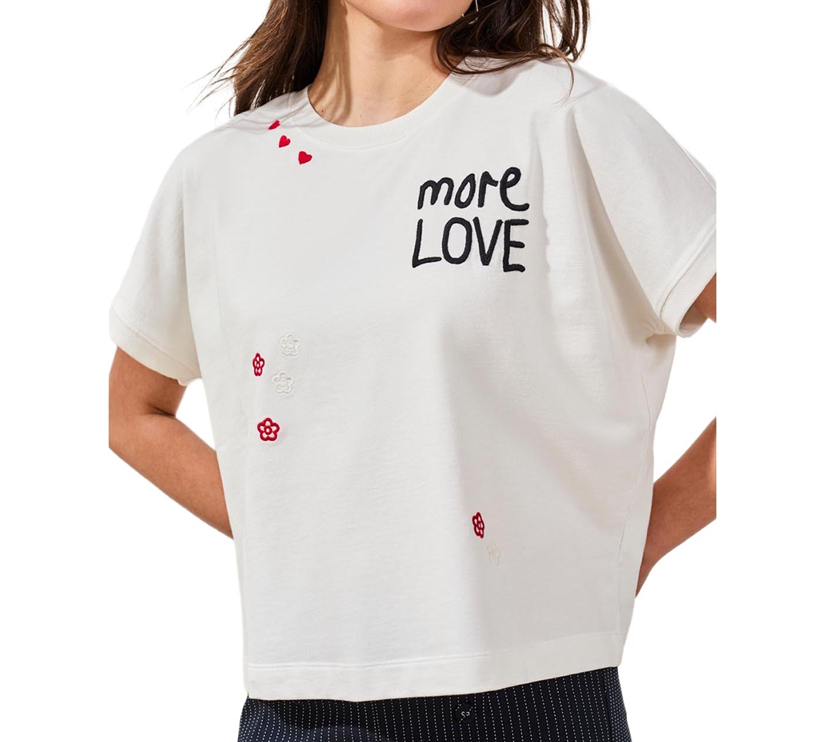 Click here for Tribal Womens Crew Neck Cap-Sleeve Top - White prices