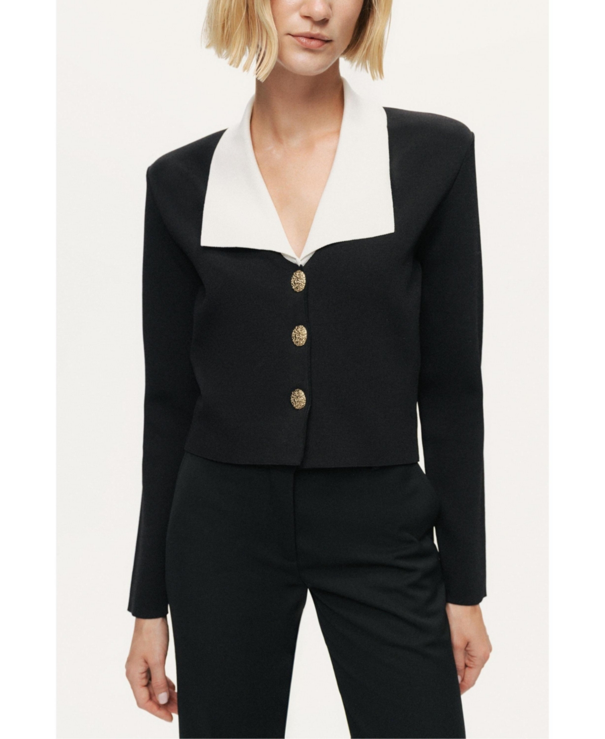 Click here for Nocturne Womens Contrast Collar Knit Cardigan - Bl... prices