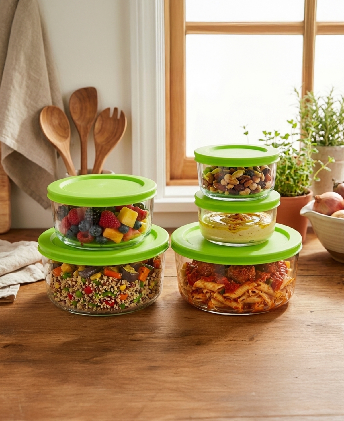 Click here for Sedona Kitchen 10-Pc. Glass Food Storage Set - Gre... prices