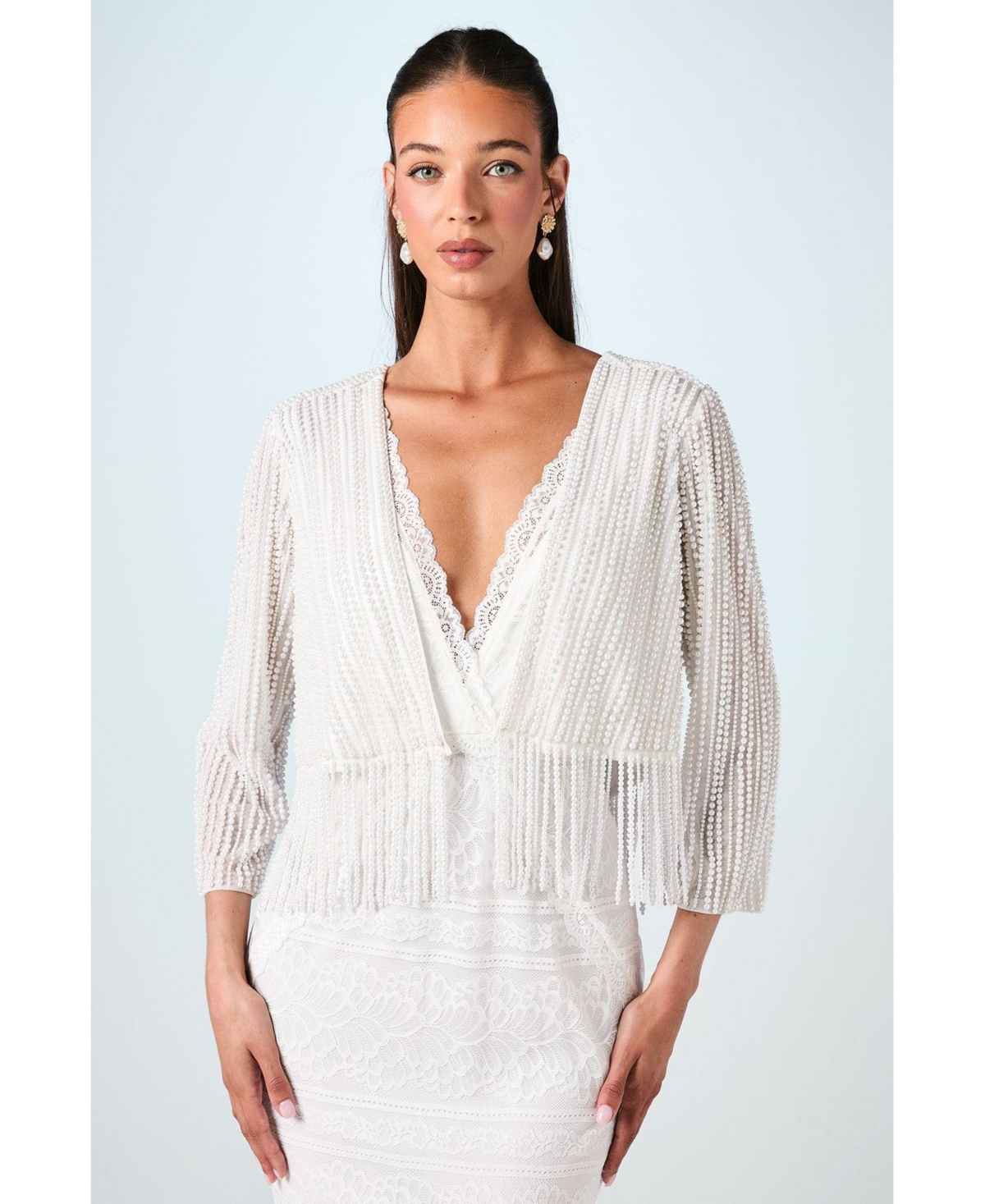 Click here for Coast Womens Beaded Fringe Bridal Jacket - Ivory prices