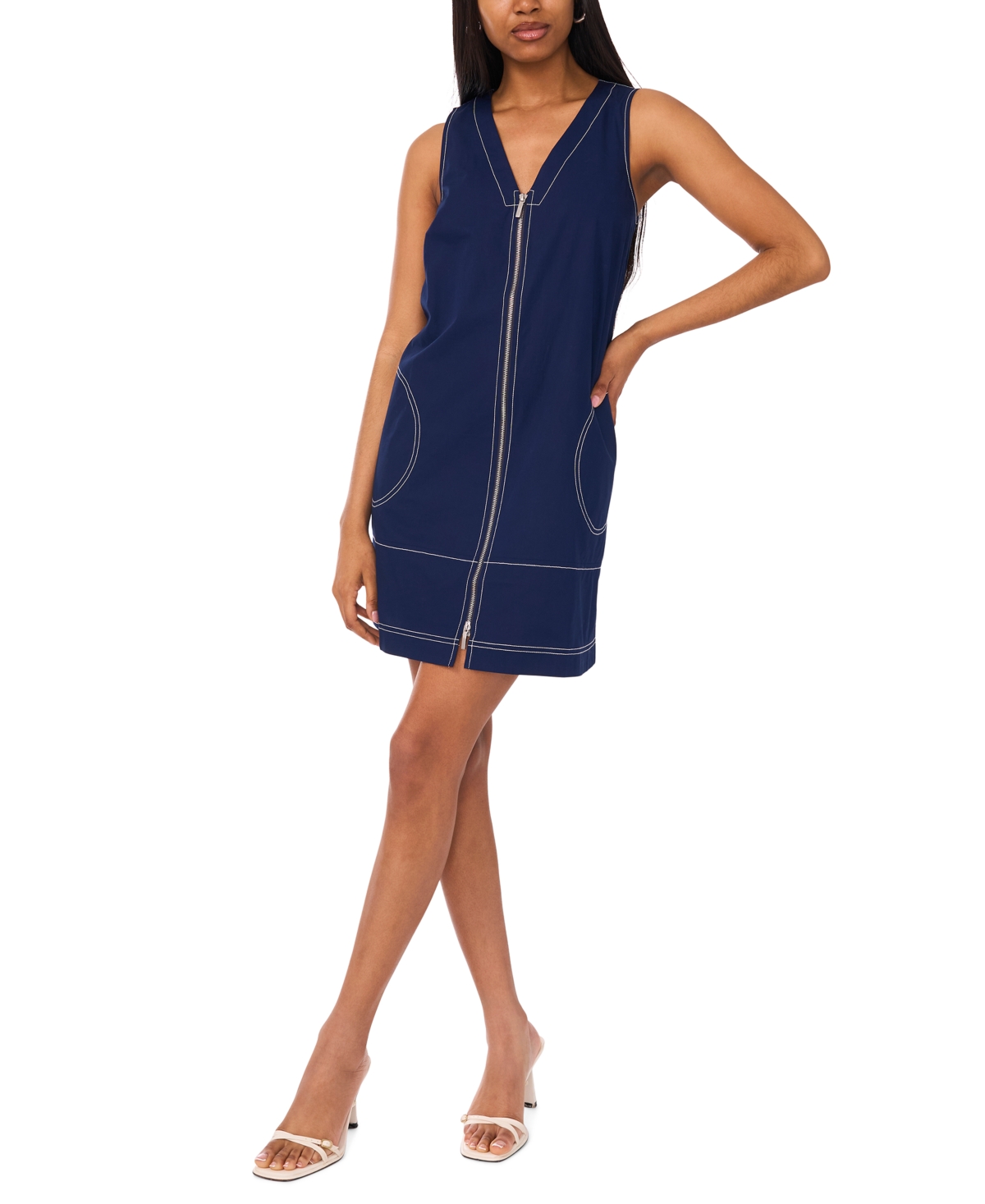 Click here for Msk Womens Sleeveless V-Neck Dress - Classic Navy prices