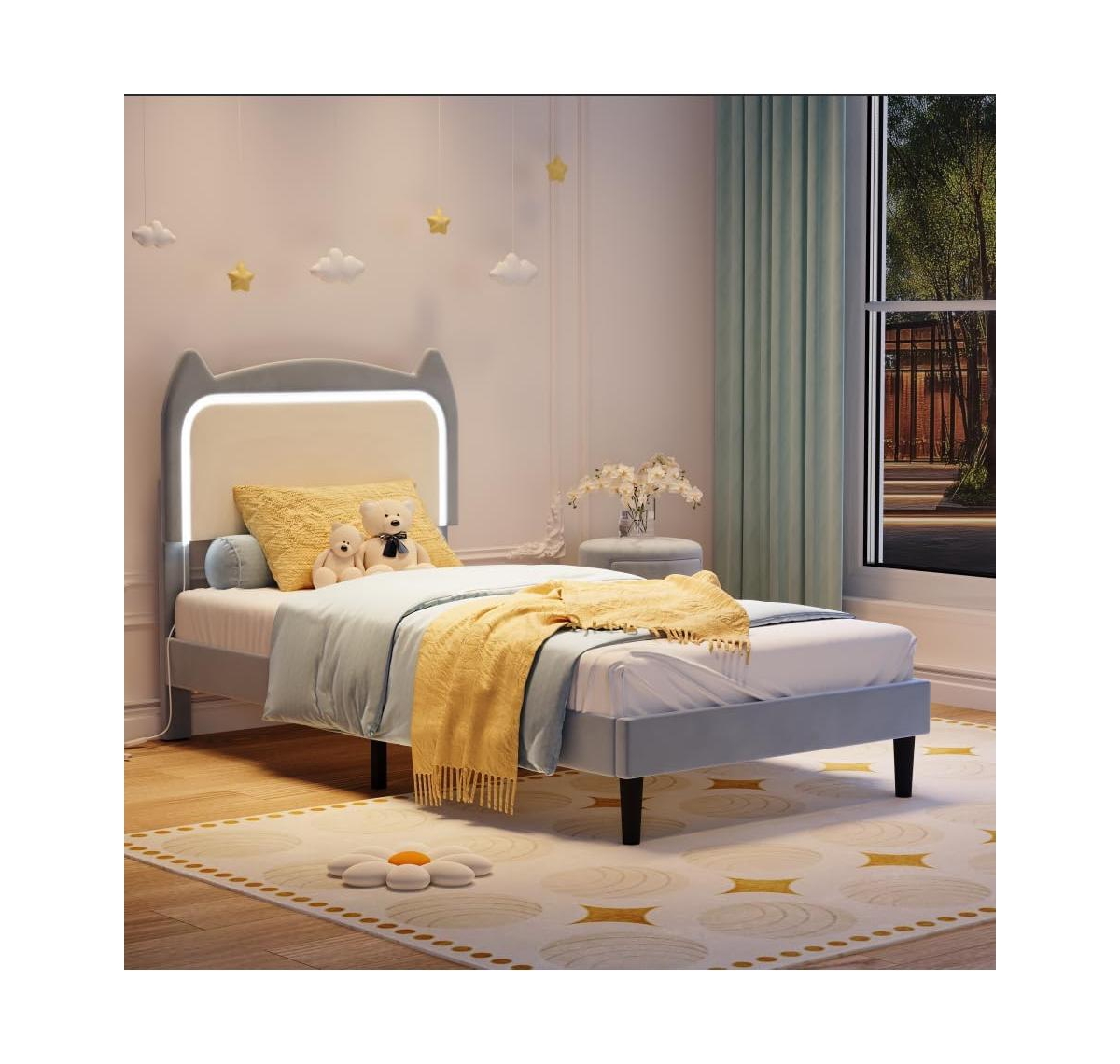 Click here for gaomon Twin Size Bed Frame with Cat Headboard  Twi... prices