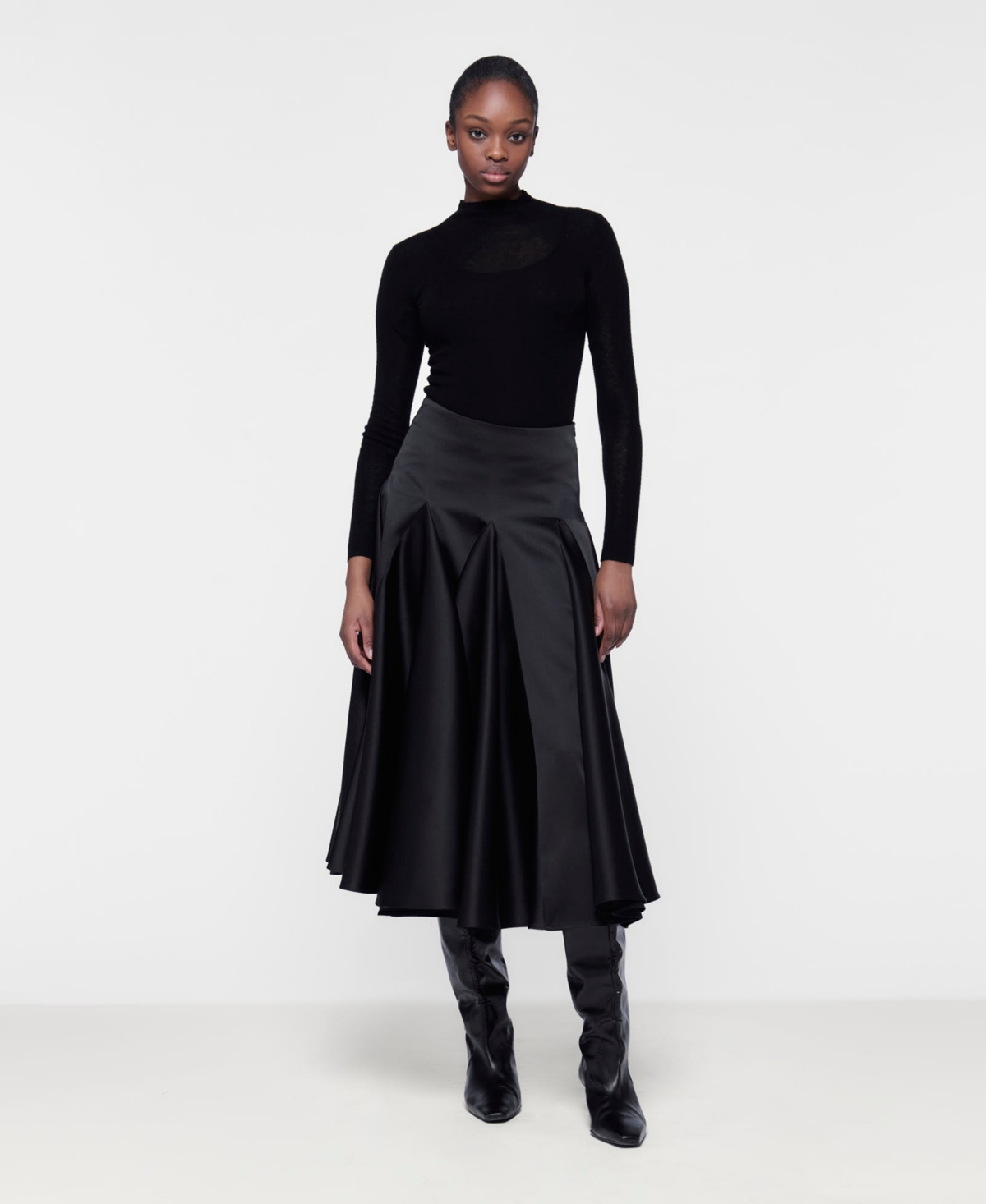 Click here for Leem Womens Flared Godet Skirt - Black prices