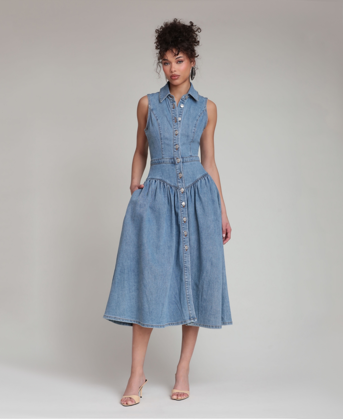 Click here for Avec Les Filles Womens Spread Collar Midi Dress -... prices