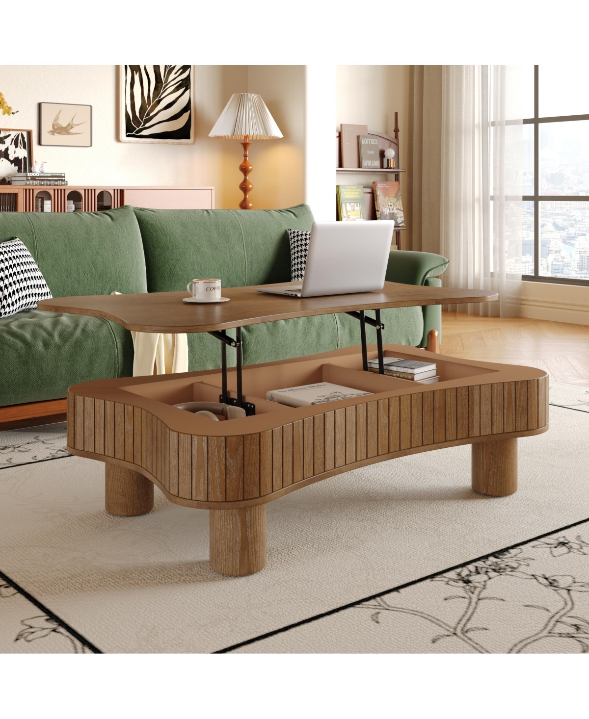 Click here for Rainsken Lift Top Coffee Table - Fluted-Panel Wood... prices