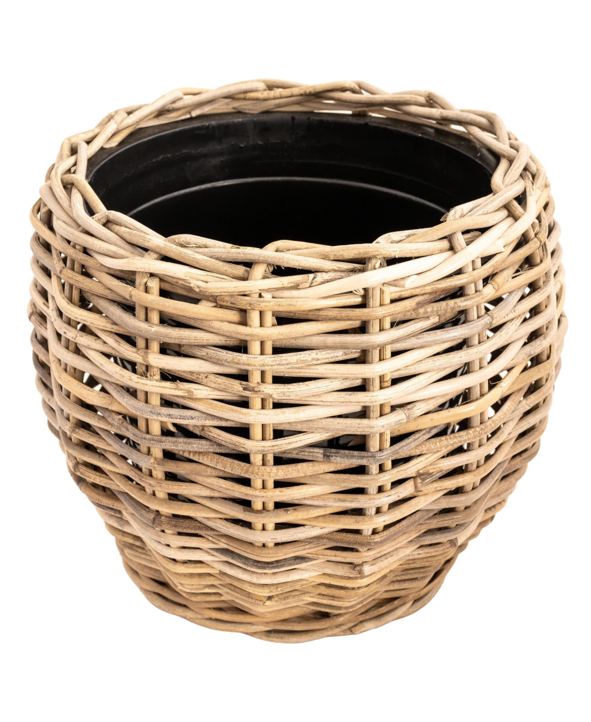 Click here for Round Belly Planter with Black Plastic Insert - Br... prices