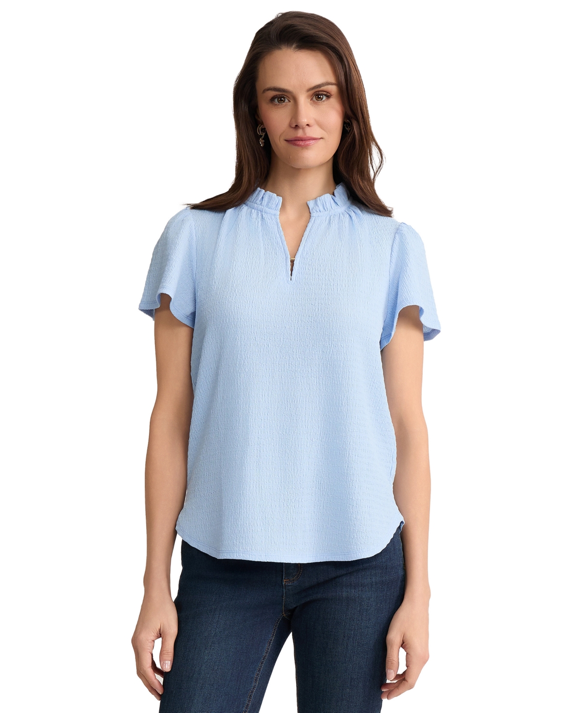 Click here for Jones New York Petite Collared V-Neck Flutter Shor... prices