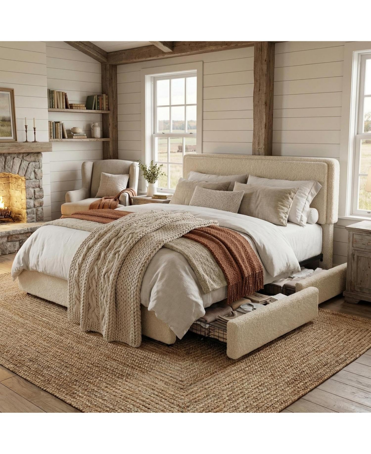 Click here for gaomon Teddy Fleece Bed Frame  Cloud Cream Bed Fra... prices