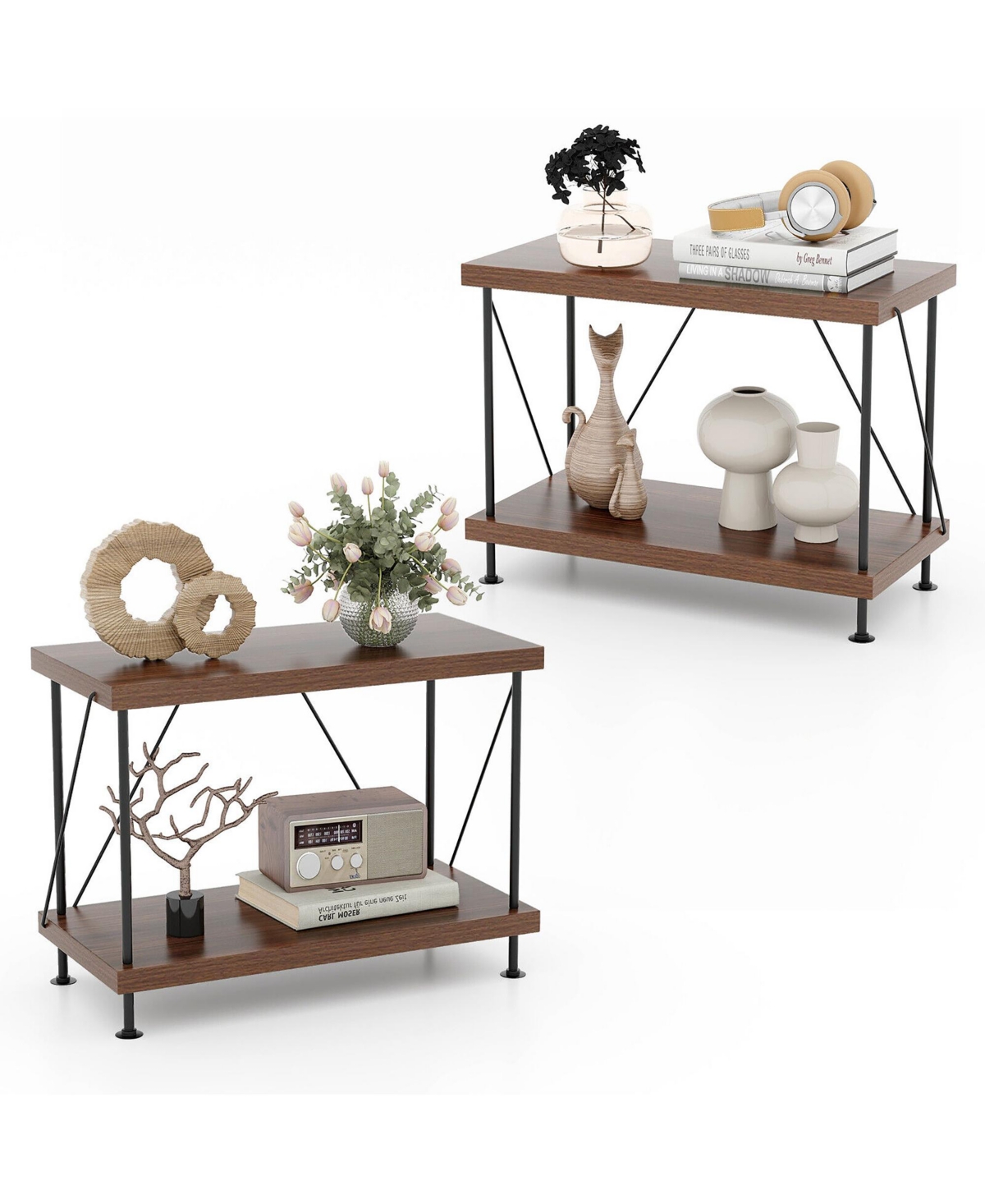 Click here for Gymax 2PCS 2-Tier Multipurpose Display Rack Freest... prices