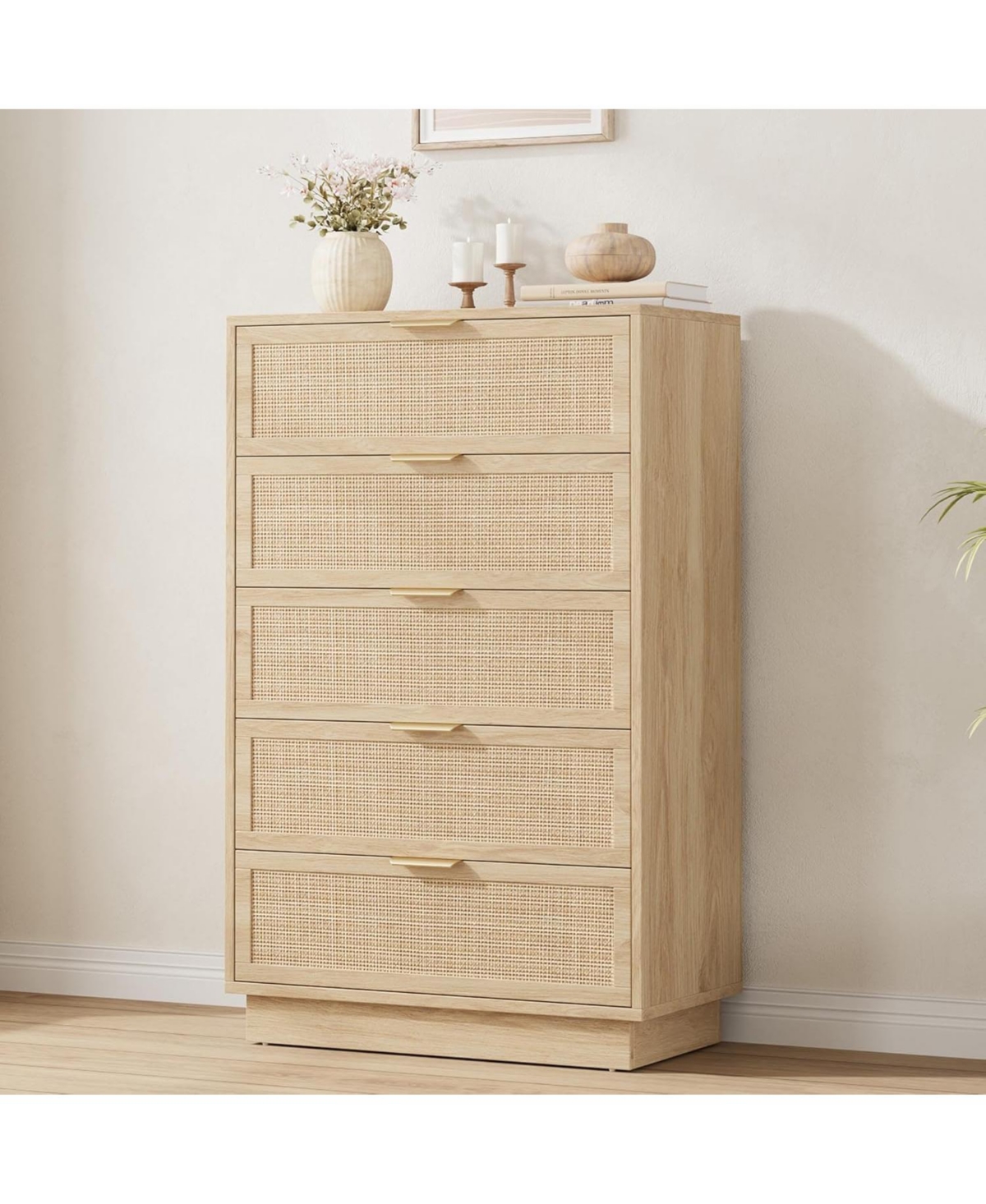 Click here for gaomon 5 Drawer Rattan Dresser for Bedroom  Integr... prices