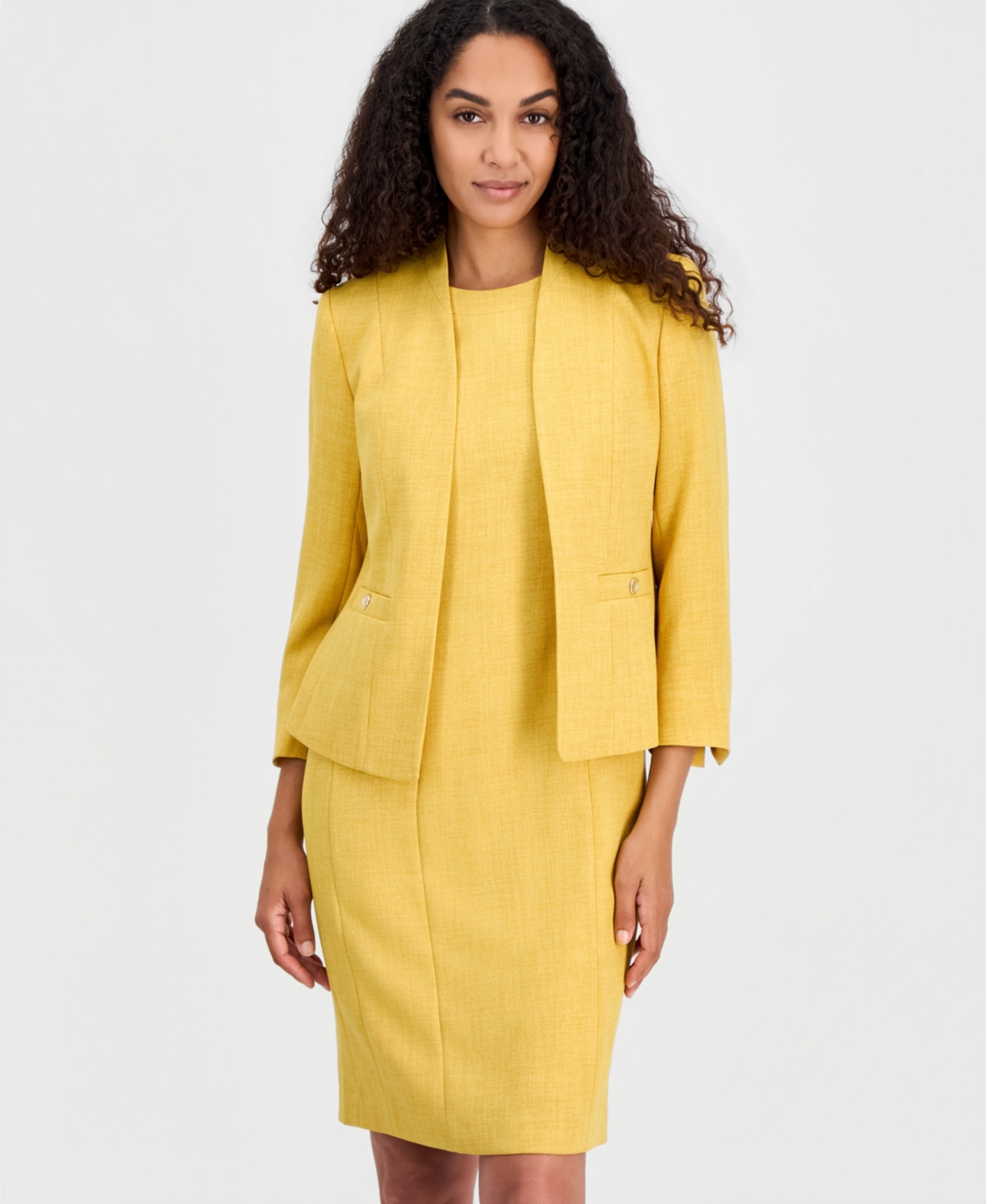 Click here for Kasper Womens Collarless Open Front Blazer - Butte... prices