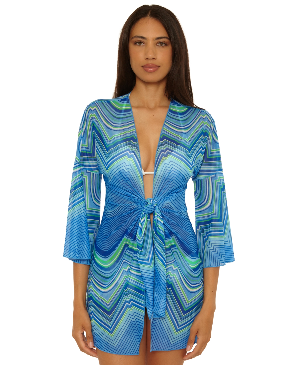Click here for Becca Womens Summer Sunrise Tie-Front Cover-Up Tun... prices