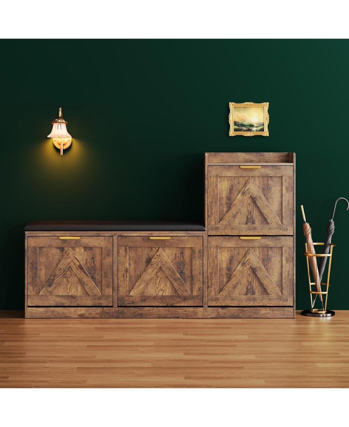 Click here for gaomon Farmhouse Shoe Cabinet with Bench 4 Flip Dr... prices