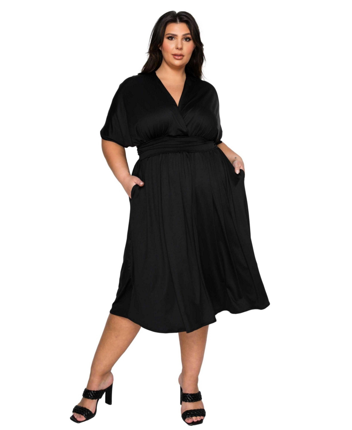 Click here for L I V D Plus Size Cyra Empire Midi Dress - Black prices