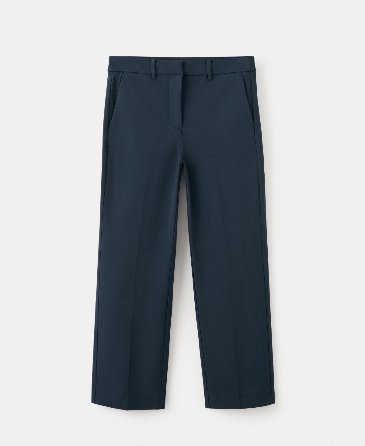 Click here for Mango Womens Straight-Cut Crop Pants - Navy prices