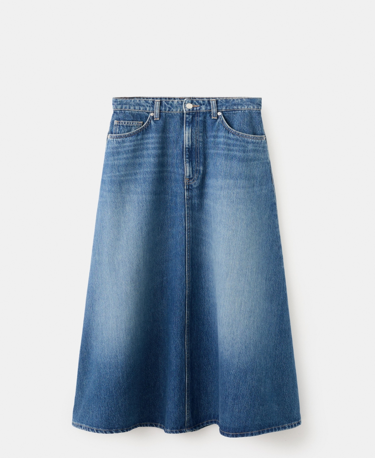 Click here for Mango Womens Denim Midi Skirt - Dark Blue prices
