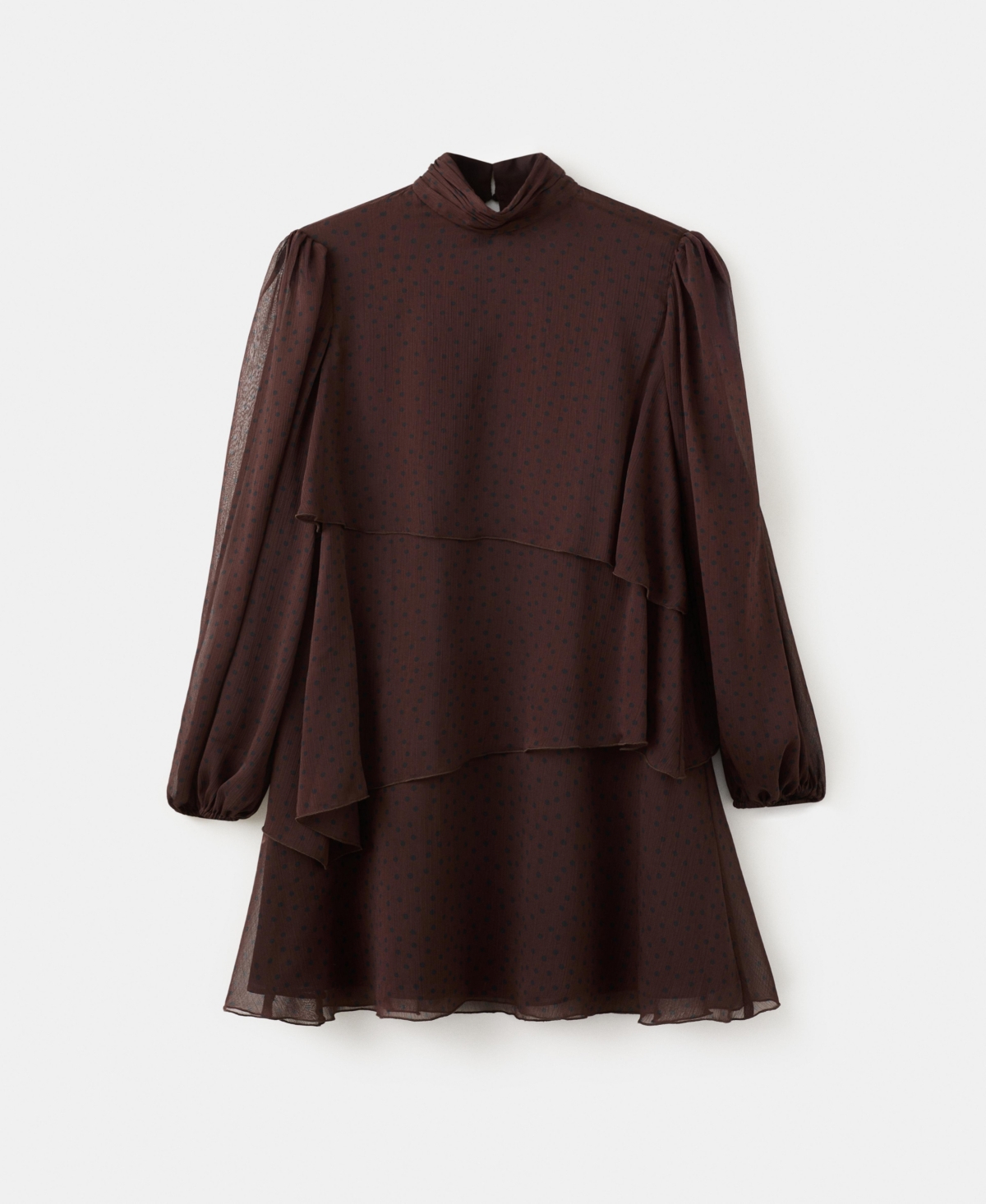 Click here for Mango Womens Ruffles Polka-Dot Dress - Brown prices