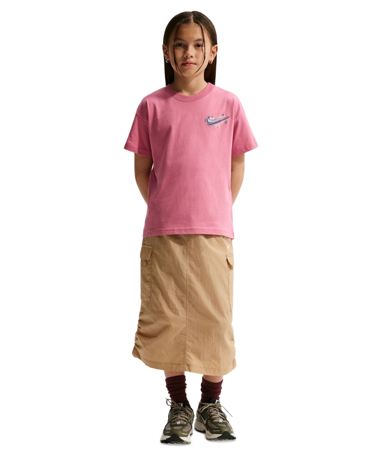 Click here for Nike Girls 7-16 Sportwear Crewneck T-Shirt - Peony prices