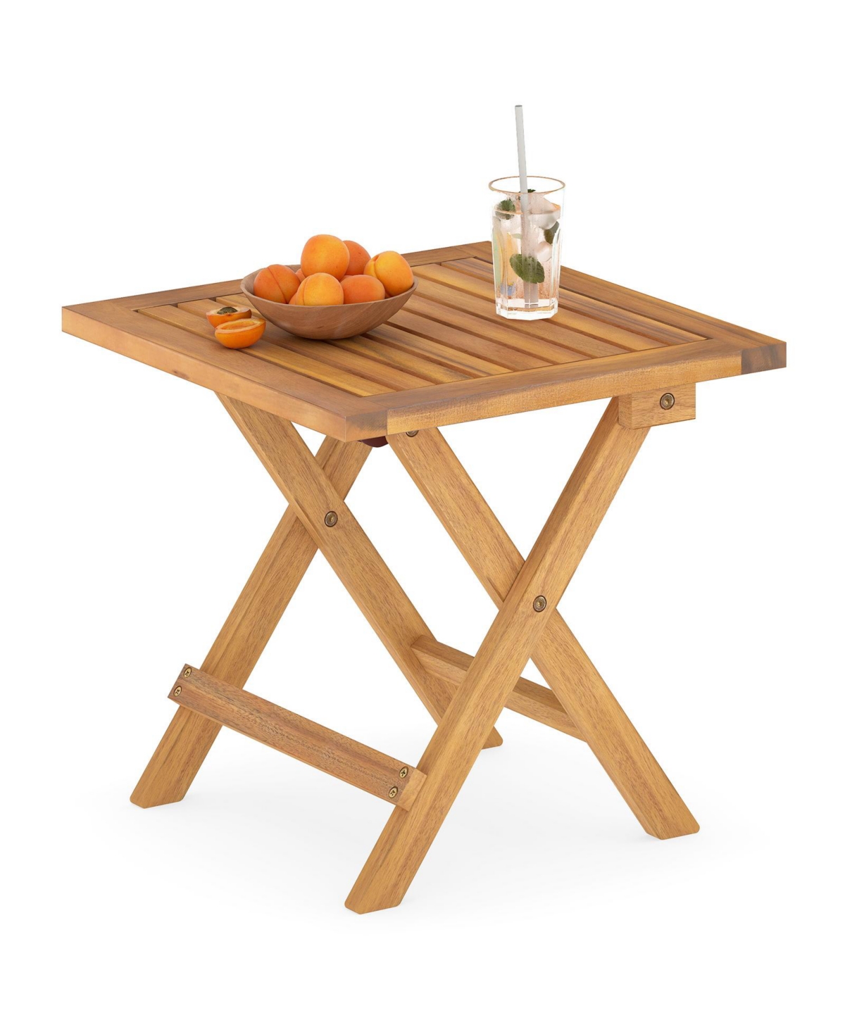 Click here for Gymax Outdoor Folding Side Table Acacia Wood End T... prices