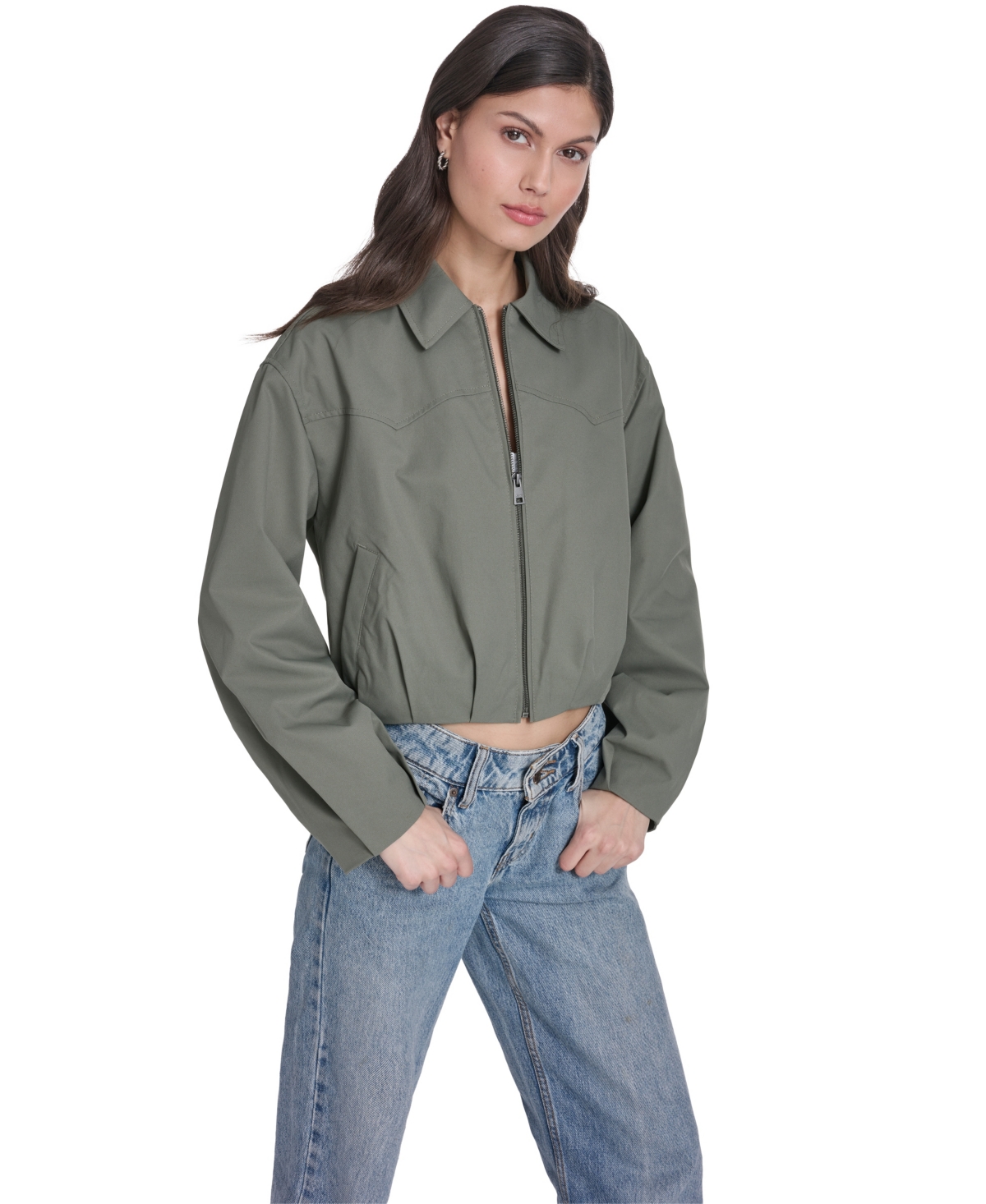 Click here for Levis Womens Bubble Hem Collared Bomber Jacket - S... prices