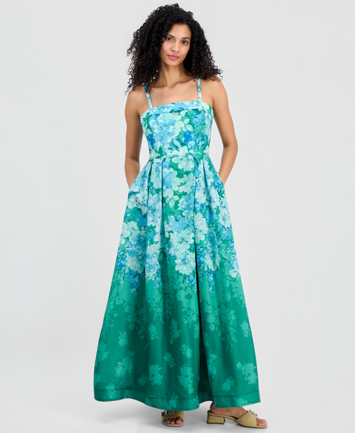 Click here for Tahari Asl Womens Square-Neck Sleeveless Gown - WI... prices