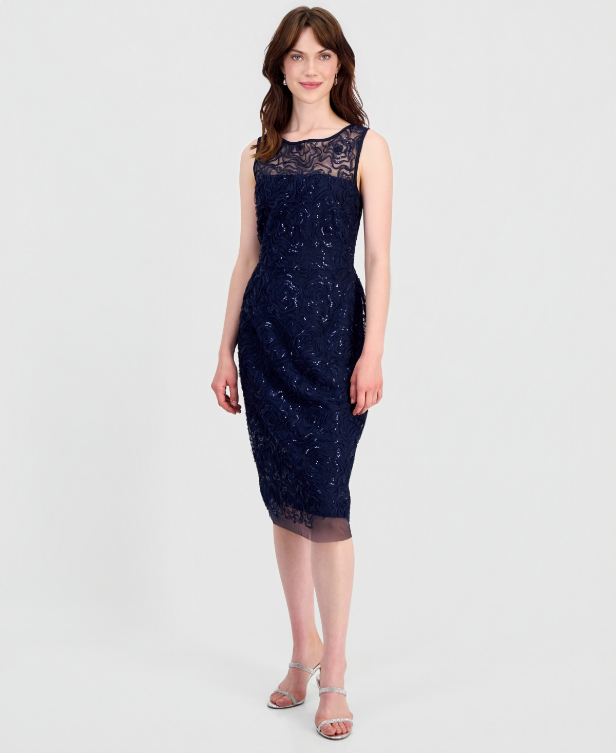 Click here for Connected Womens Illusion Sequin-Embellsihed Cockt... prices