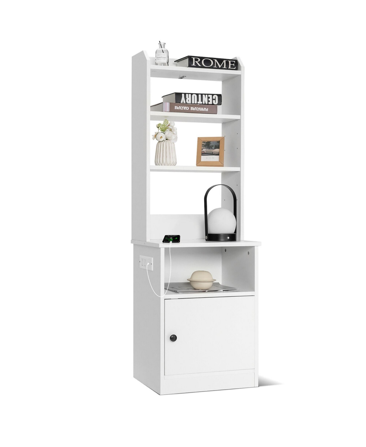 Click here for Gymax Nightstand Bedside End Side Table Bookshelf... prices