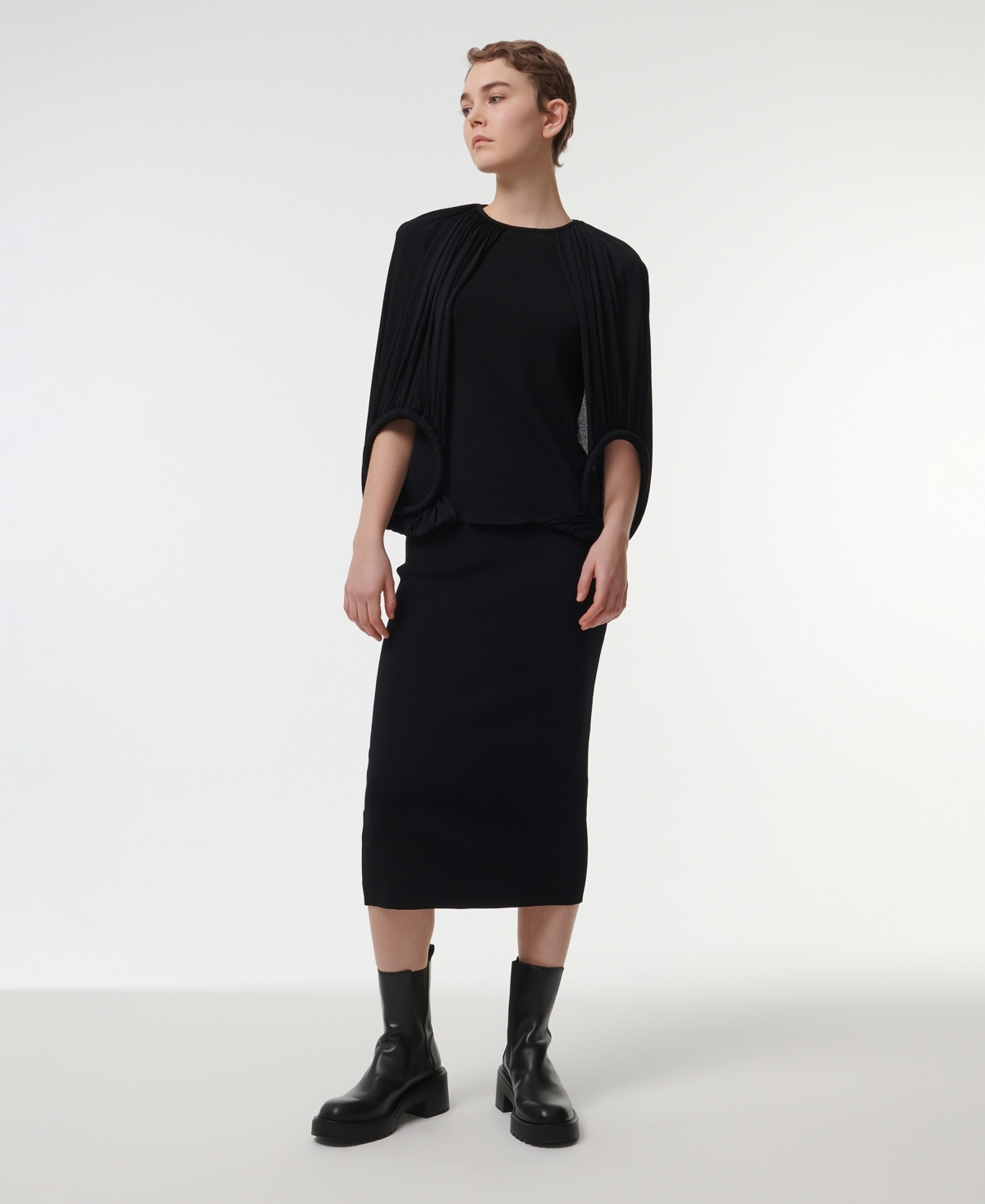 Click here for Leem Womens Knitted Pencil Skirt - Black prices