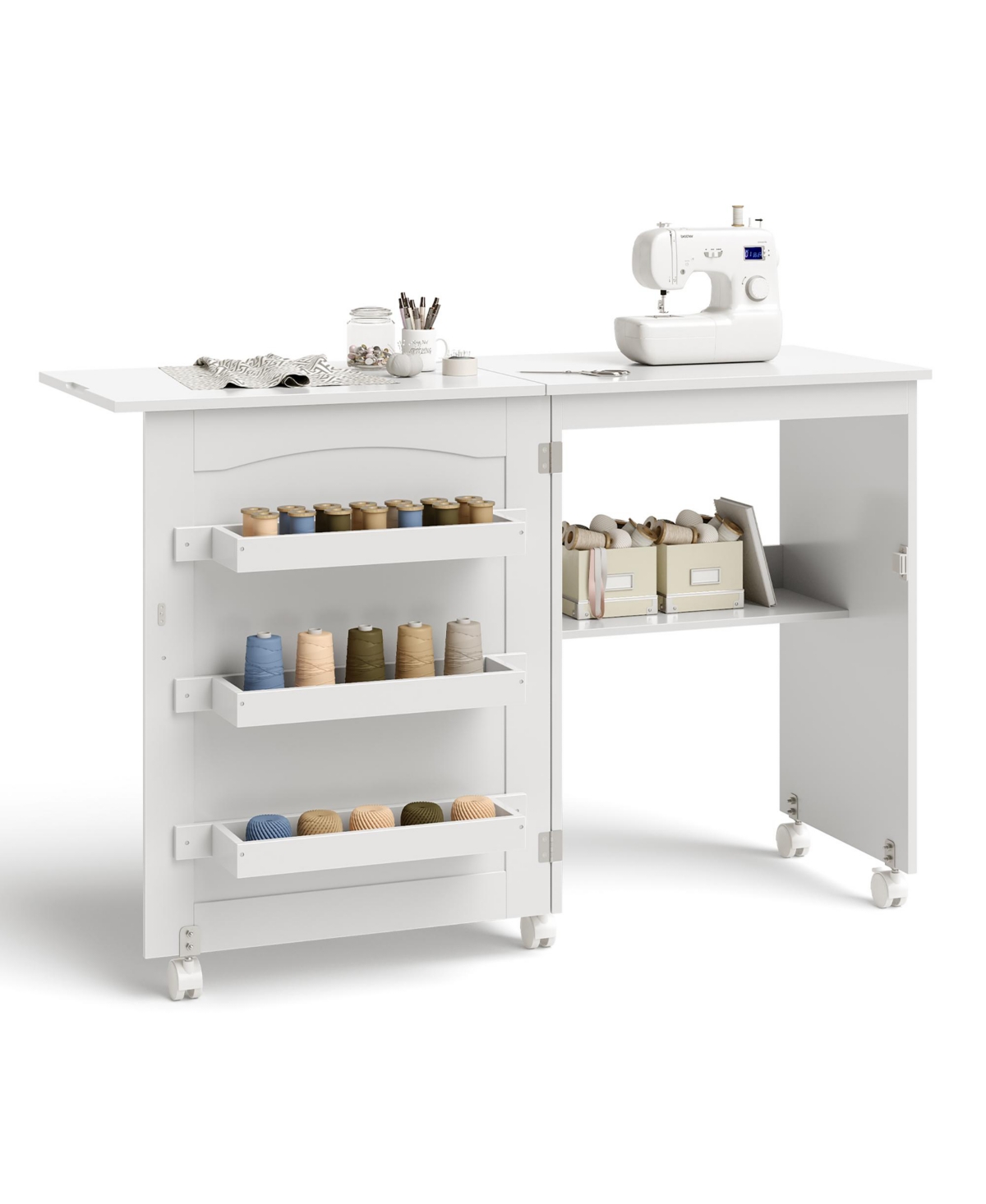 Click here for Costway Folding Sewing Craft Table with Storage Sh... prices