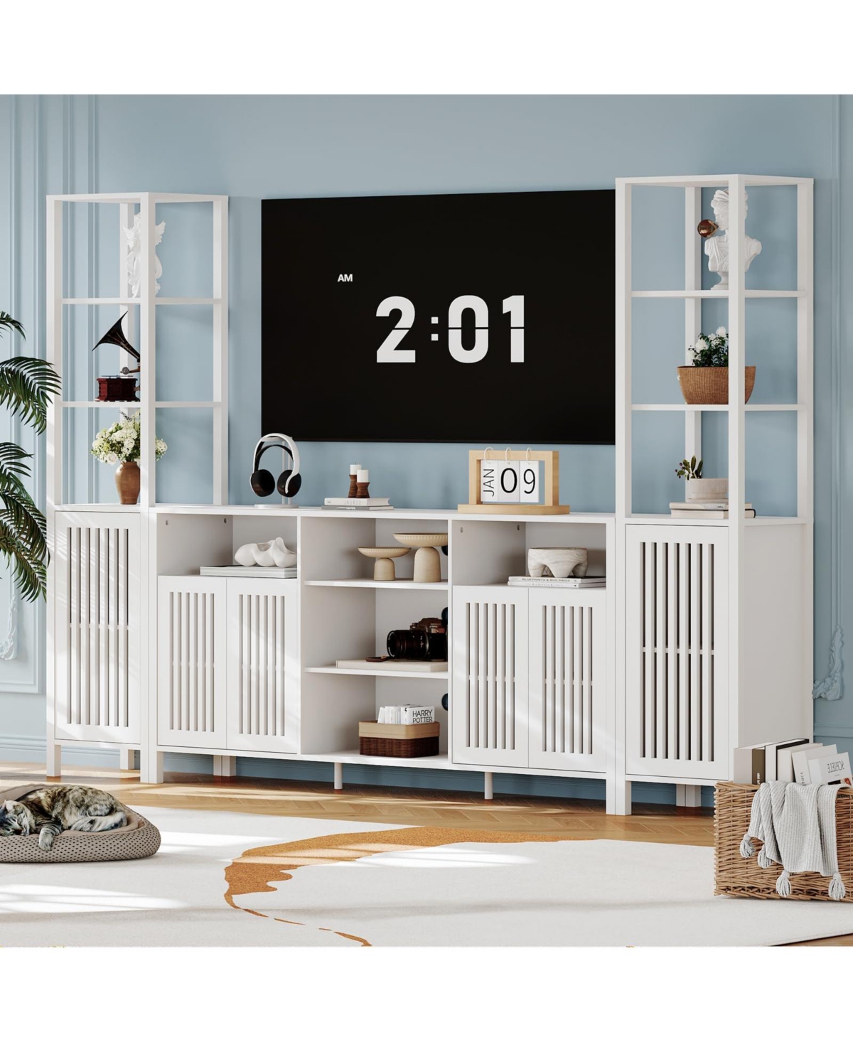 Click here for gaomon Large Tv Stand with Set of 2 Bookcases  Far... prices