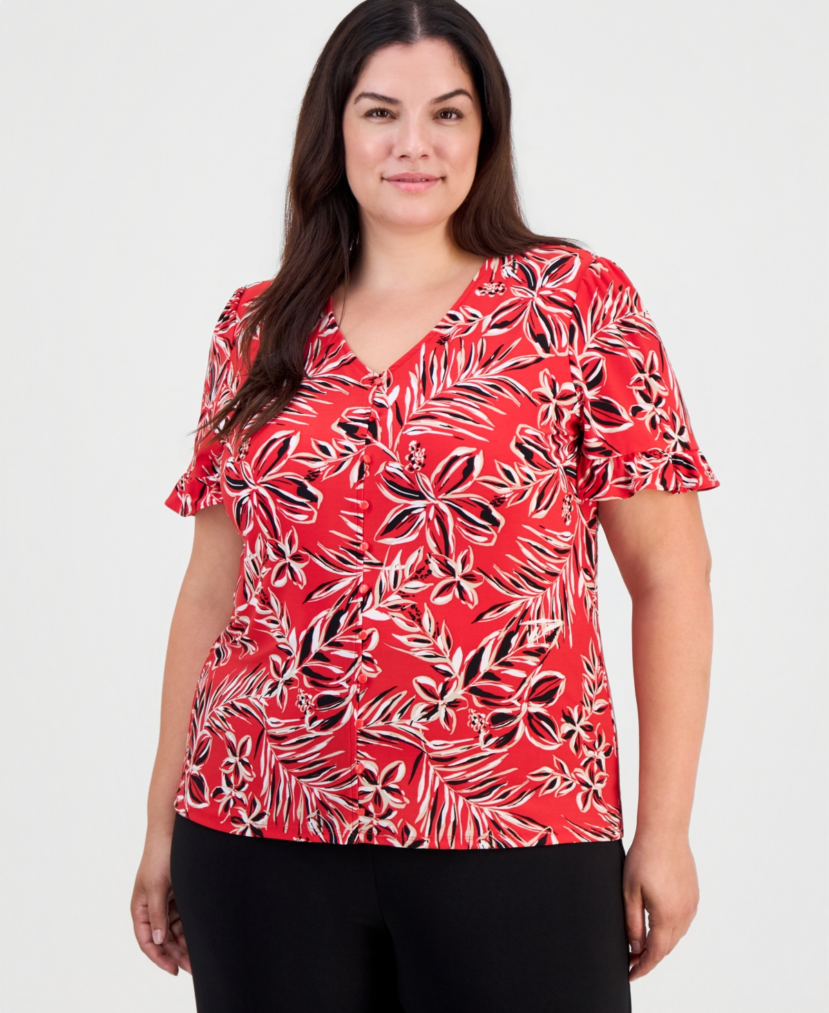 Click here for Anne Klein Essentials Plus Size Ruffled-Cuff Short... prices