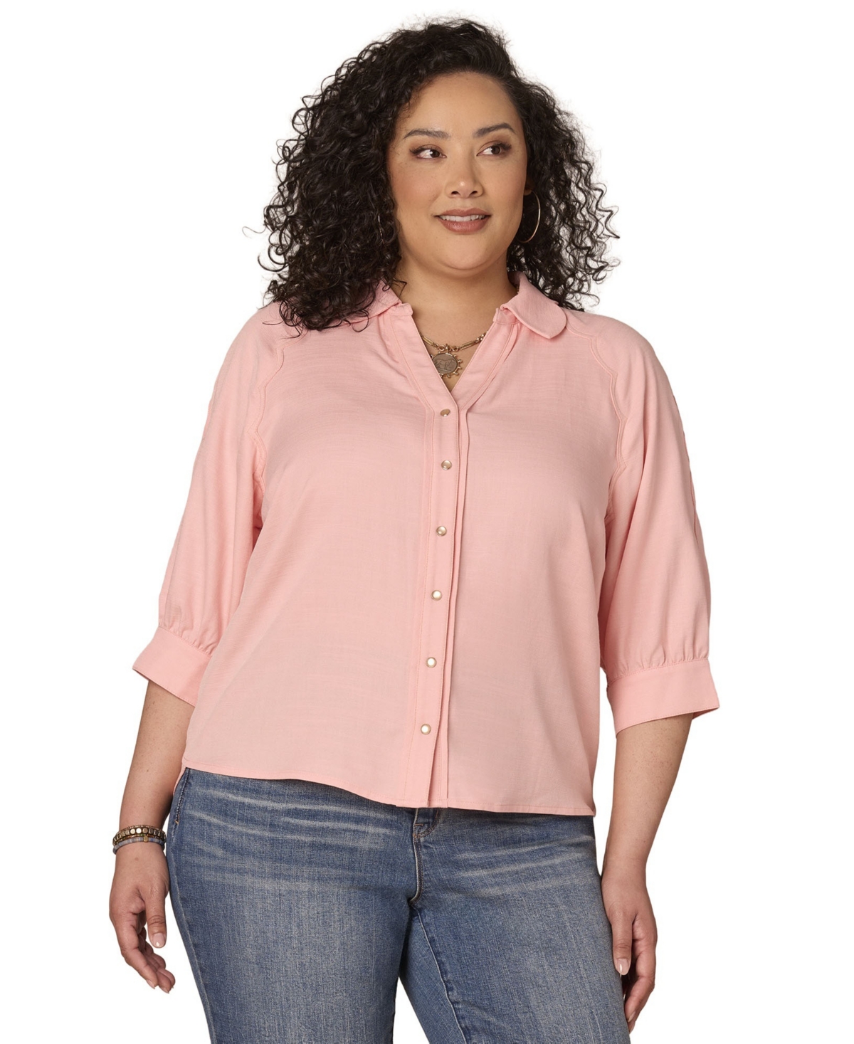 Click here for Democracy Plus Size Scallop Edge Detail Shirt - Sa... prices