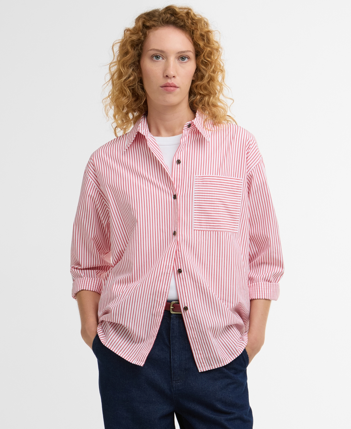 Click here for Barbour Womens Long-Sleeve Polly Striped Shirt - P... prices