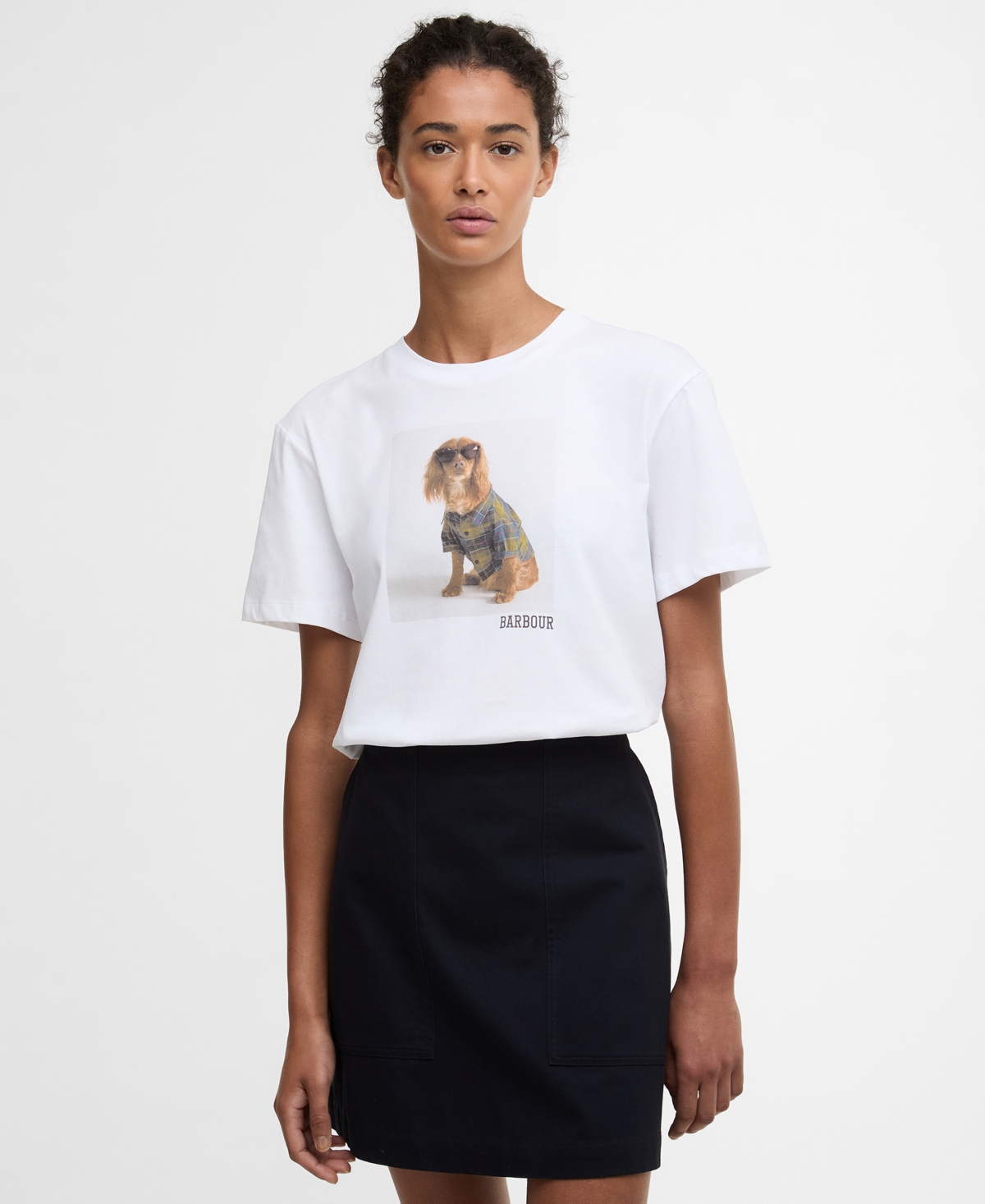 Click here for Barbour Womens Short-Sleeve Dog Photo Graphic T-Sh... prices