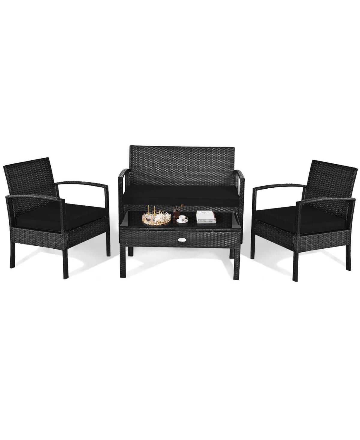 Click here for Costway 4 Pieces Outdoor Patio Rattan Furniture Se... prices