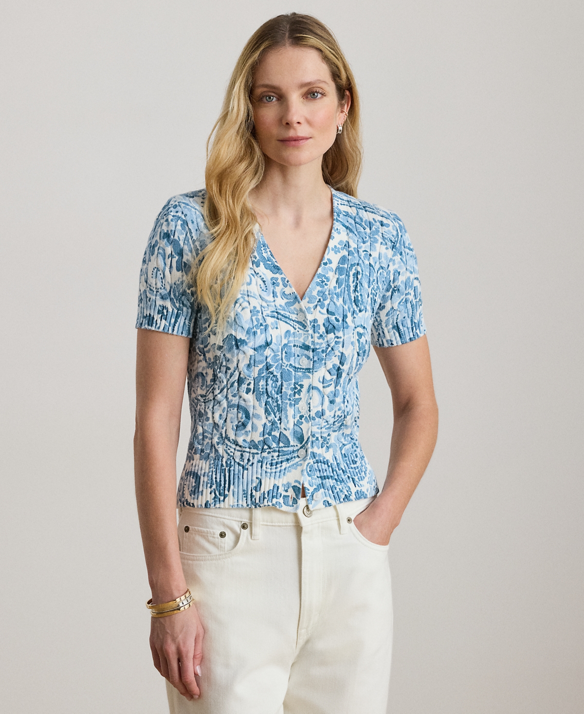 Click here for Lauren Ralph Lauren Petite Paisley-Print Cable-Kni... prices