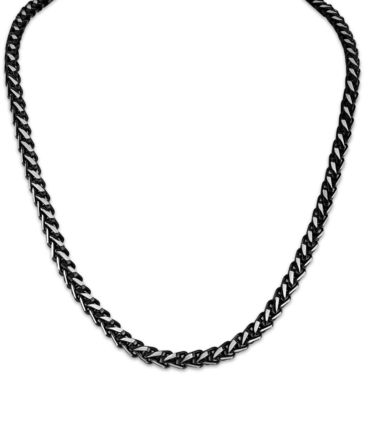 Click here for Esquire Mens Jewelry Black and Silver Wheat Chain... prices
