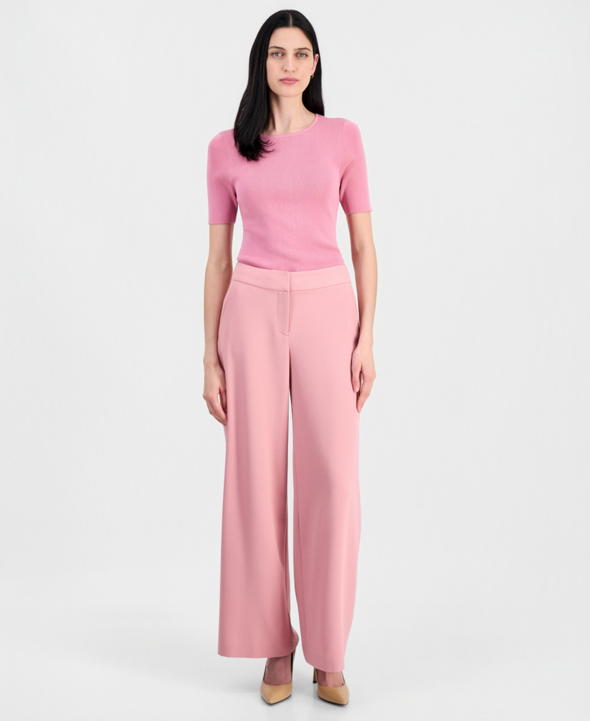 Click here for Tahari Asl Womens Mid-Rise Wide-Leg Pants - French... prices