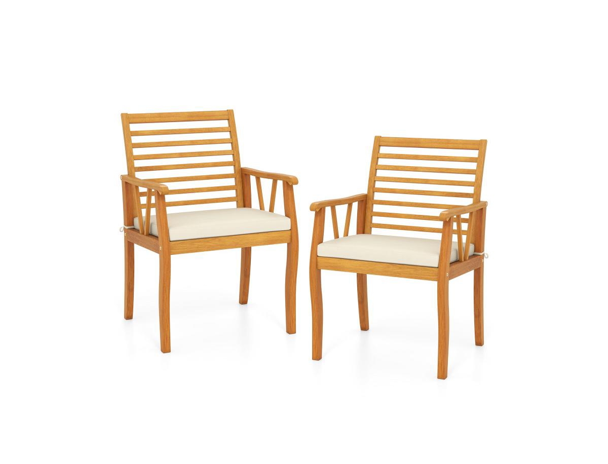 Click here for Slickblue 2-Piece Patio Dining Chair Set in Acacia... prices