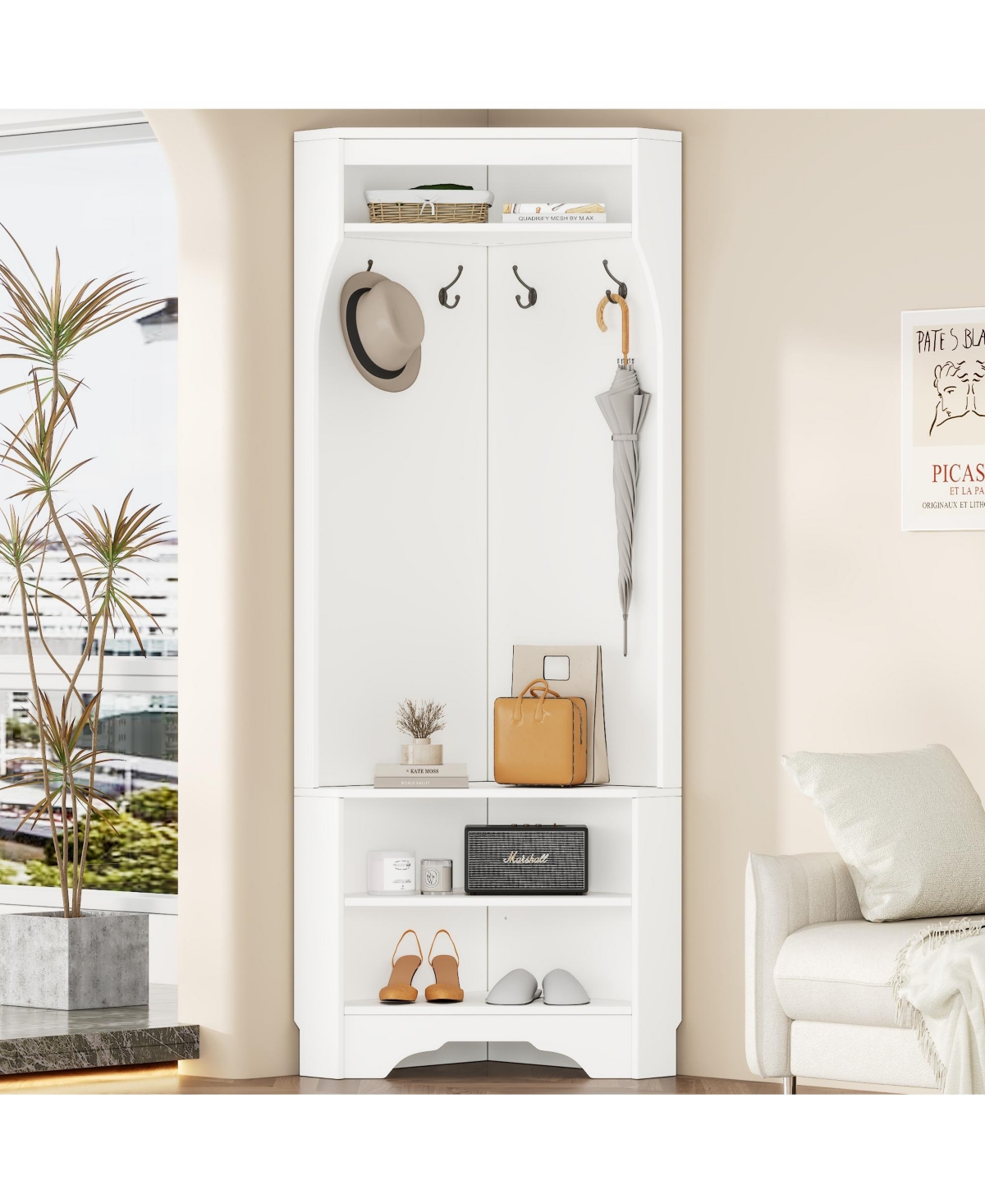 Click here for Rainsken Corner Hall Tree - Versatile Entryway Coa... prices