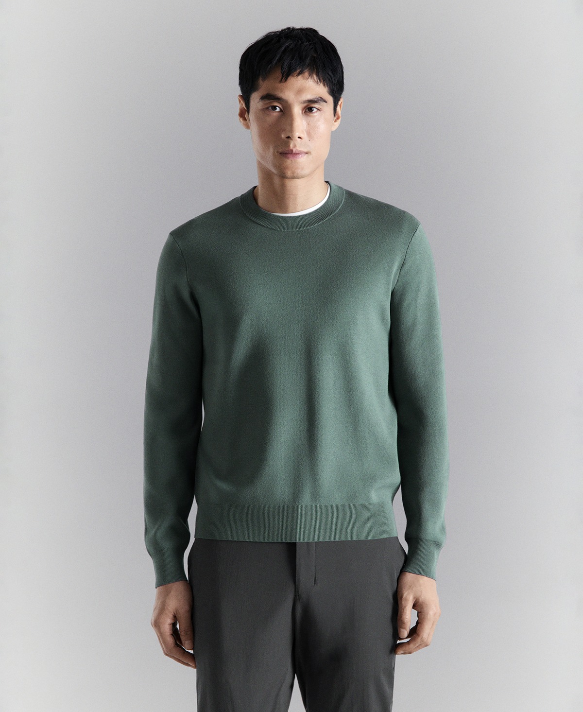 Click here for Mango Mens Comfort Stretch Sweater - Forest Green prices