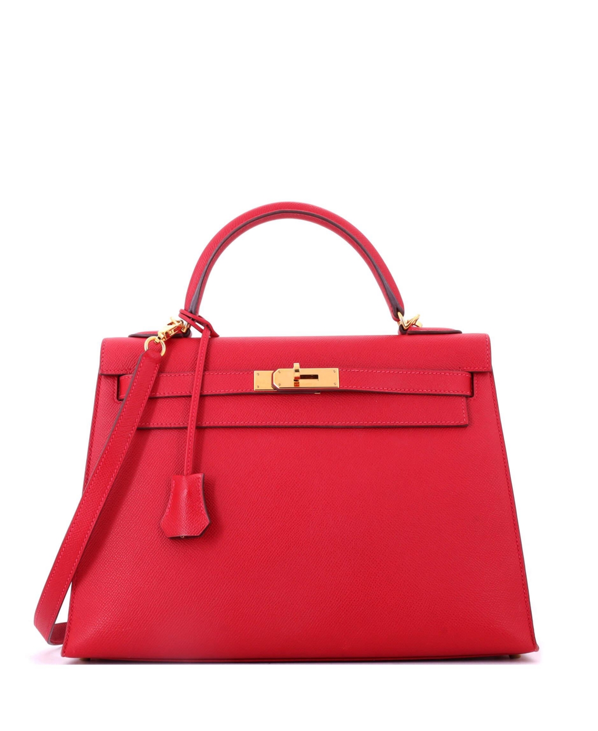 Click here for Pre-Owned HERMES Kelly 32 Handbag Red Epsom with G... prices
