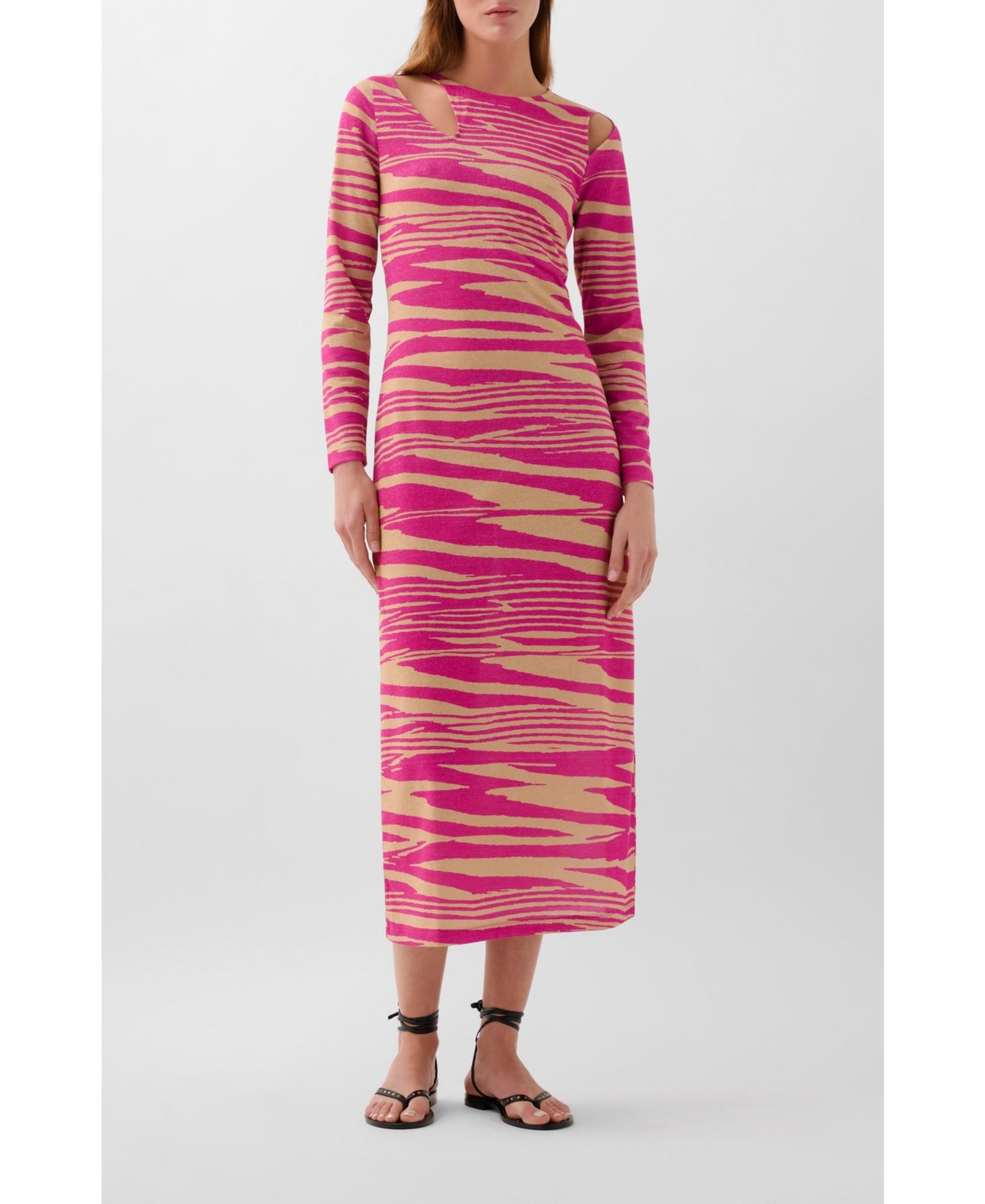 Click here for Scalpers Womens Zebra Lurex Jersey Dress - Pink prices