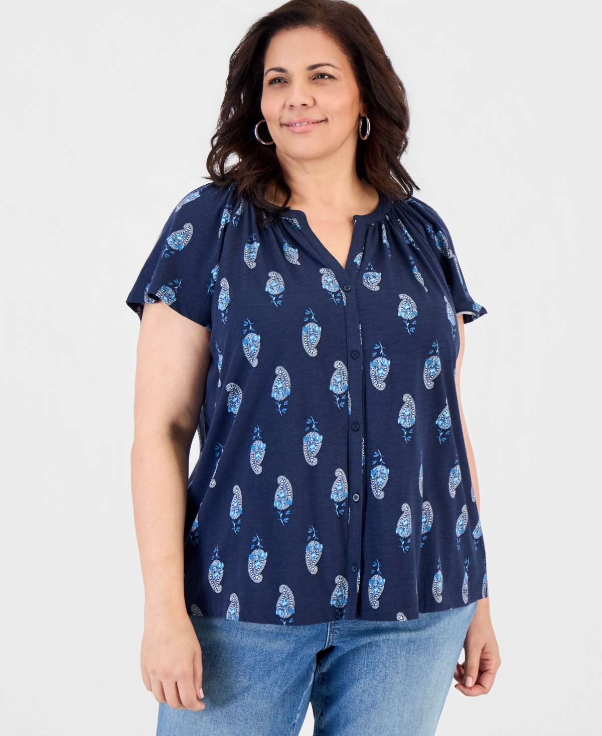Click here for Style & Co Plus Size Flutter-Sleeve Blouse  Macys... prices