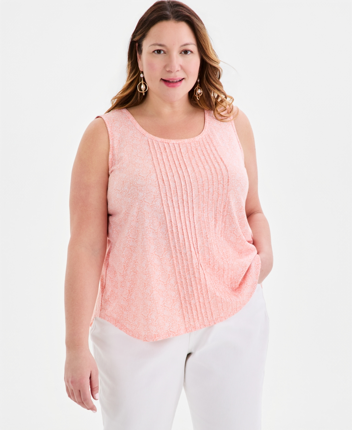 Click here for Style & Co Plus Size Pintucked Sleeveless Tank  Ma... prices