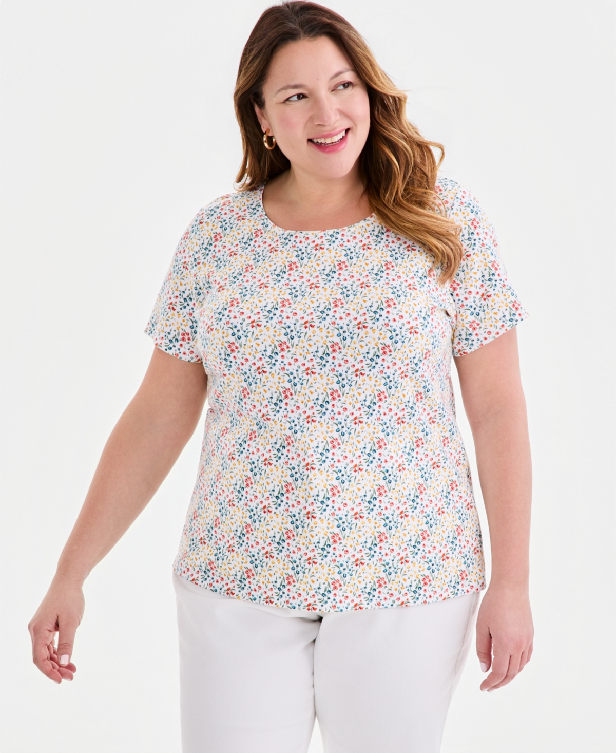 Click here for Style & Co Plus Printed Short-Sleeve Scoop-Neck To... prices
