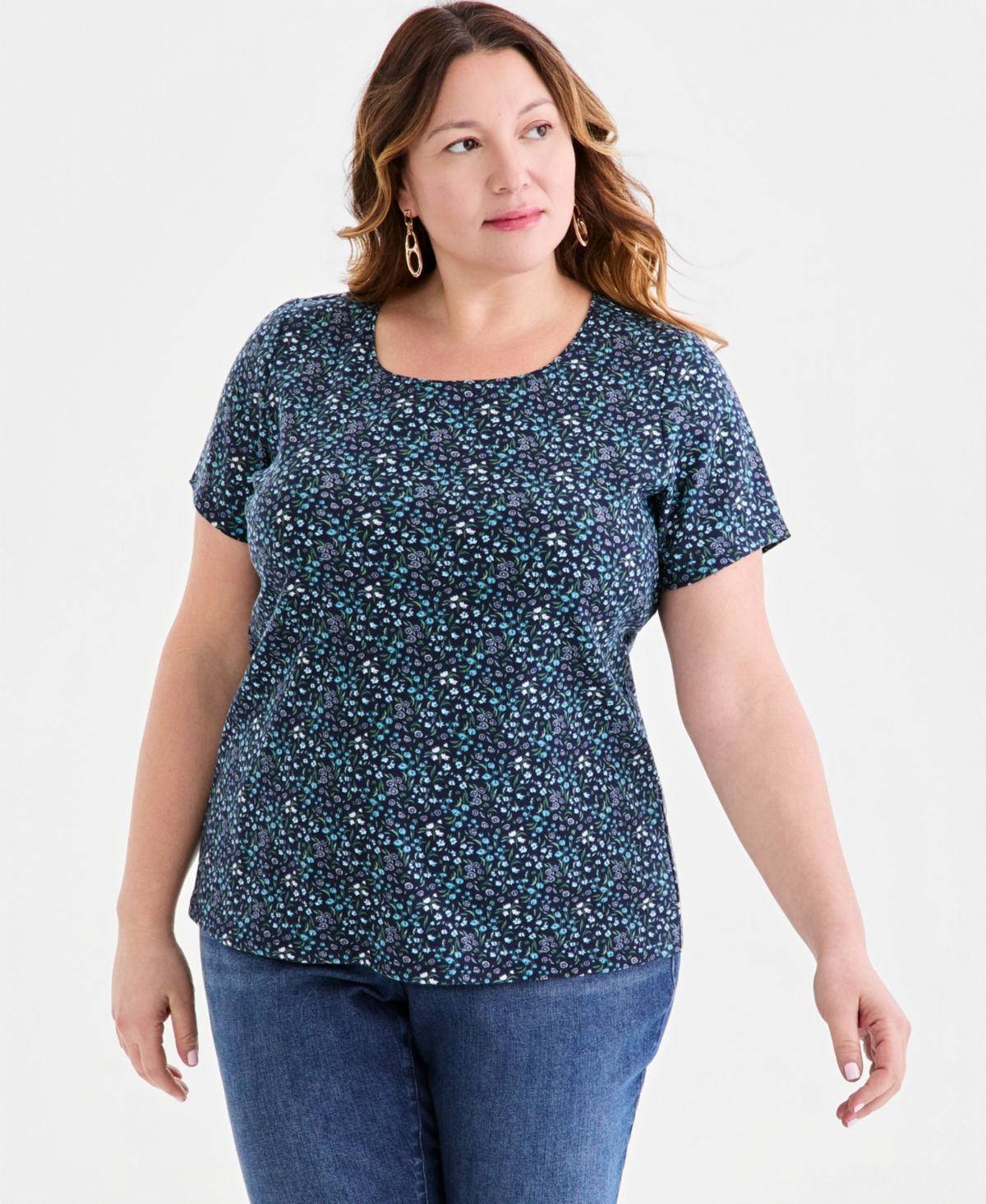 Click here for Style & Co Plus Printed Short-Sleeve Scoop-Neck To... prices