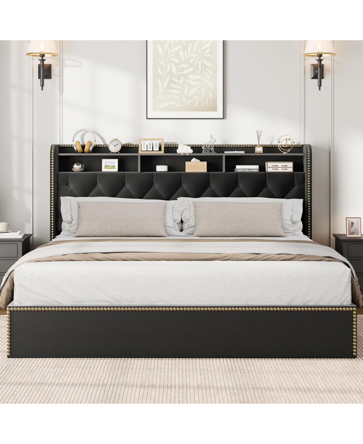 Click here for gaomon Upholstered Bed Frame with Storage Drawers... prices