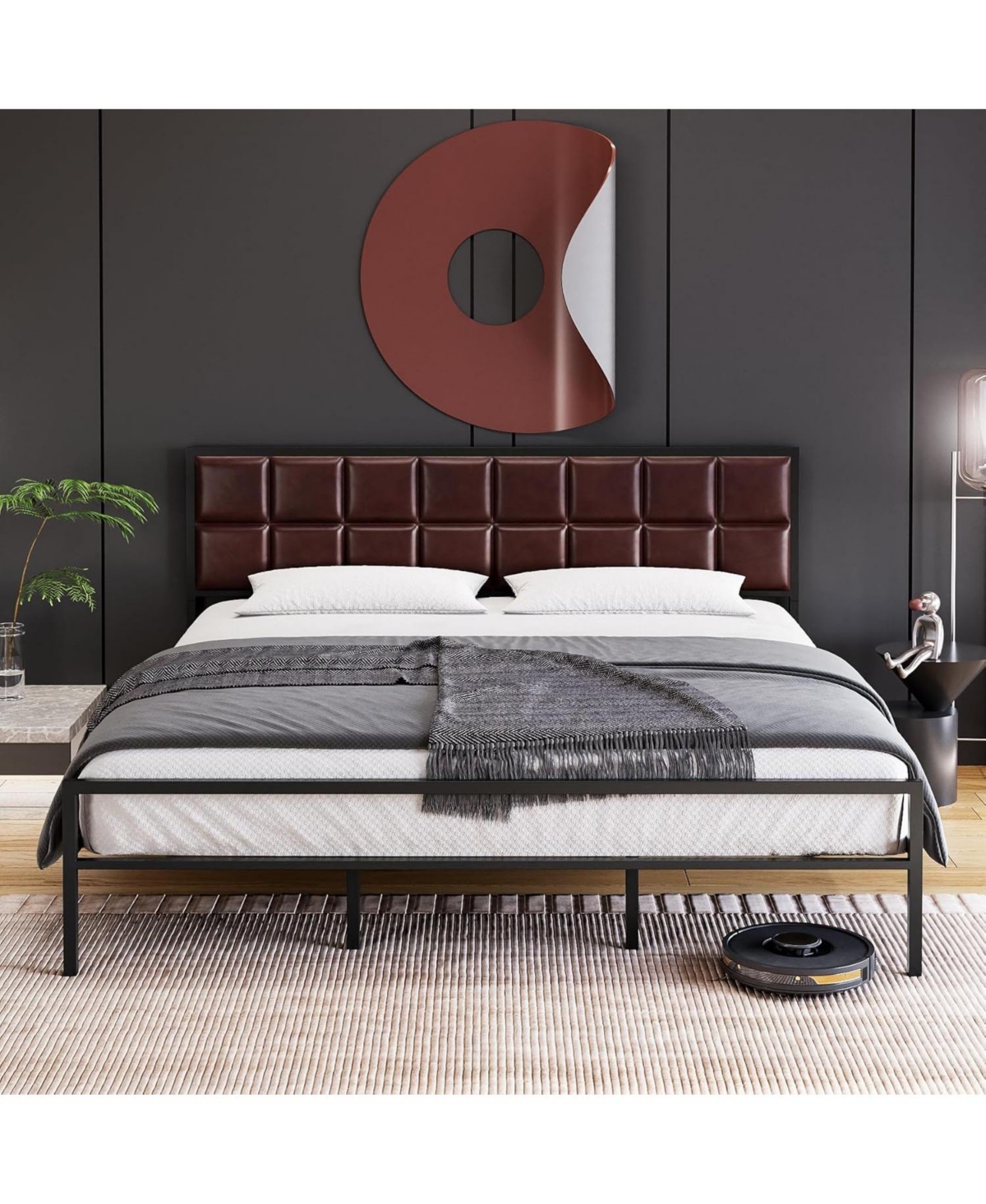 Click here for gaomon Upholstered Platform Bed Faux Leather Headb... prices