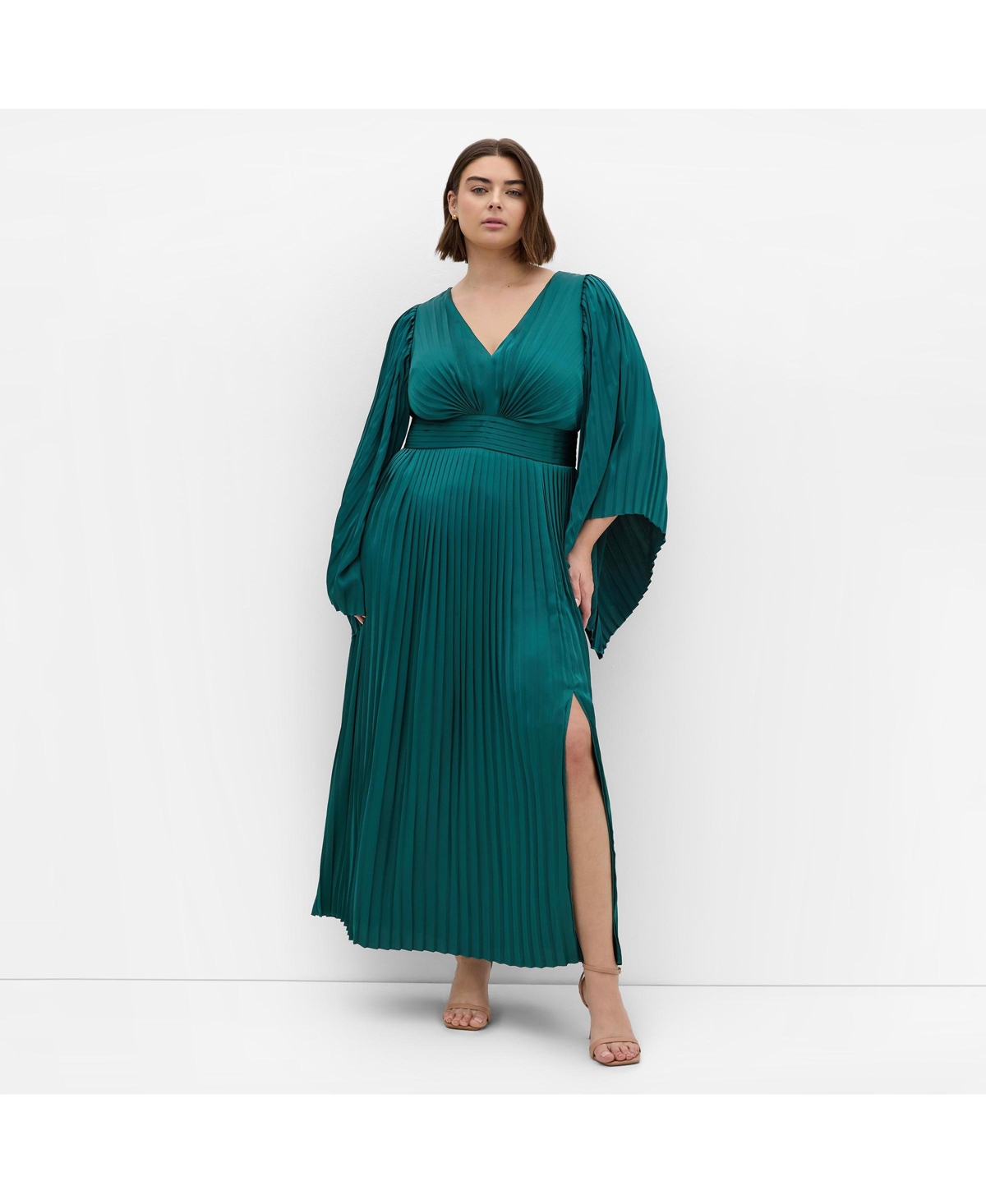 Click here for City Chic Womens Carmina Pleat Maxi Dress - Emeral... prices